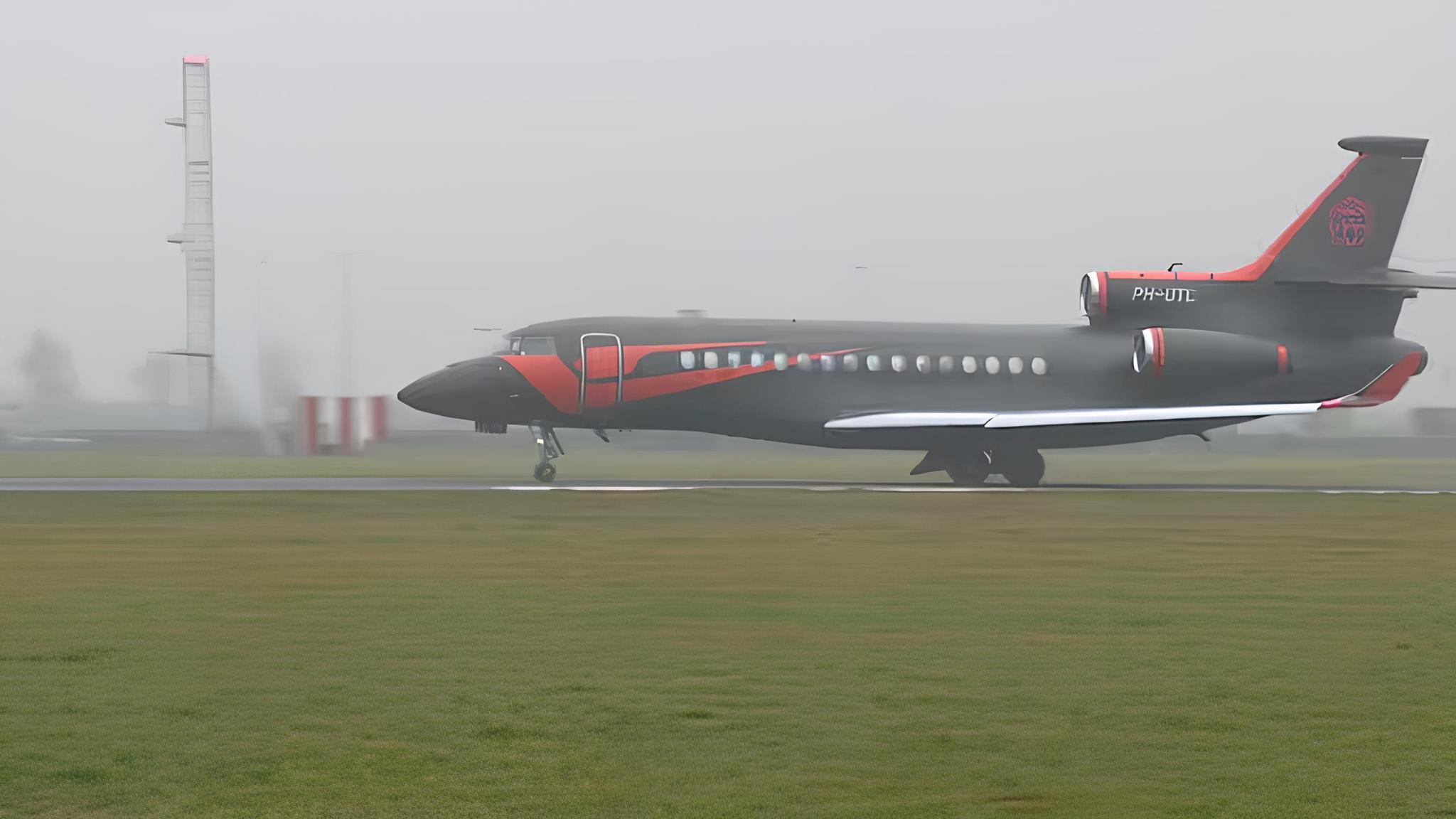 Max Verstappens gloednieuwe Falcon 8x jet met registratie PH-UTL landt ...